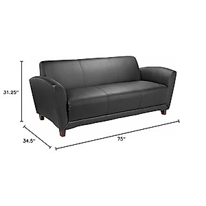 Lorell LLR68950 - Reception Collection Black Leather Sofa