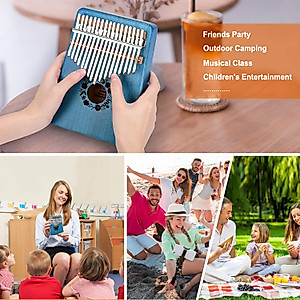 Kalimba Thumb Piano 17 Keys, Portable Mbira Finger Piano Gifts for Kids and Adults Beginners, Easy to Learn Finger Piano Music, Ocean Blue