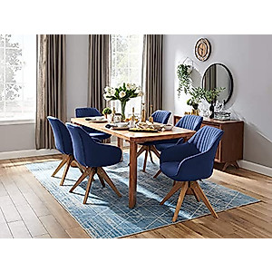 Art Leon Mid Century Modern Swivel Accent Chair with Arms, Beech Wood Legs Upholstered Computer Desk Chair for Small Spaces Home Office Living Room Bedroom, Royal Blue