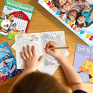 Elfew 20 Pack Small Activity Books for Kids Age 4-8,8-12.Kid Party Favor Game and Coloring, Include Word Search, Mazes,Find the Difference,Dot to Dot and More, Goodie Bag Stuffers for Kids