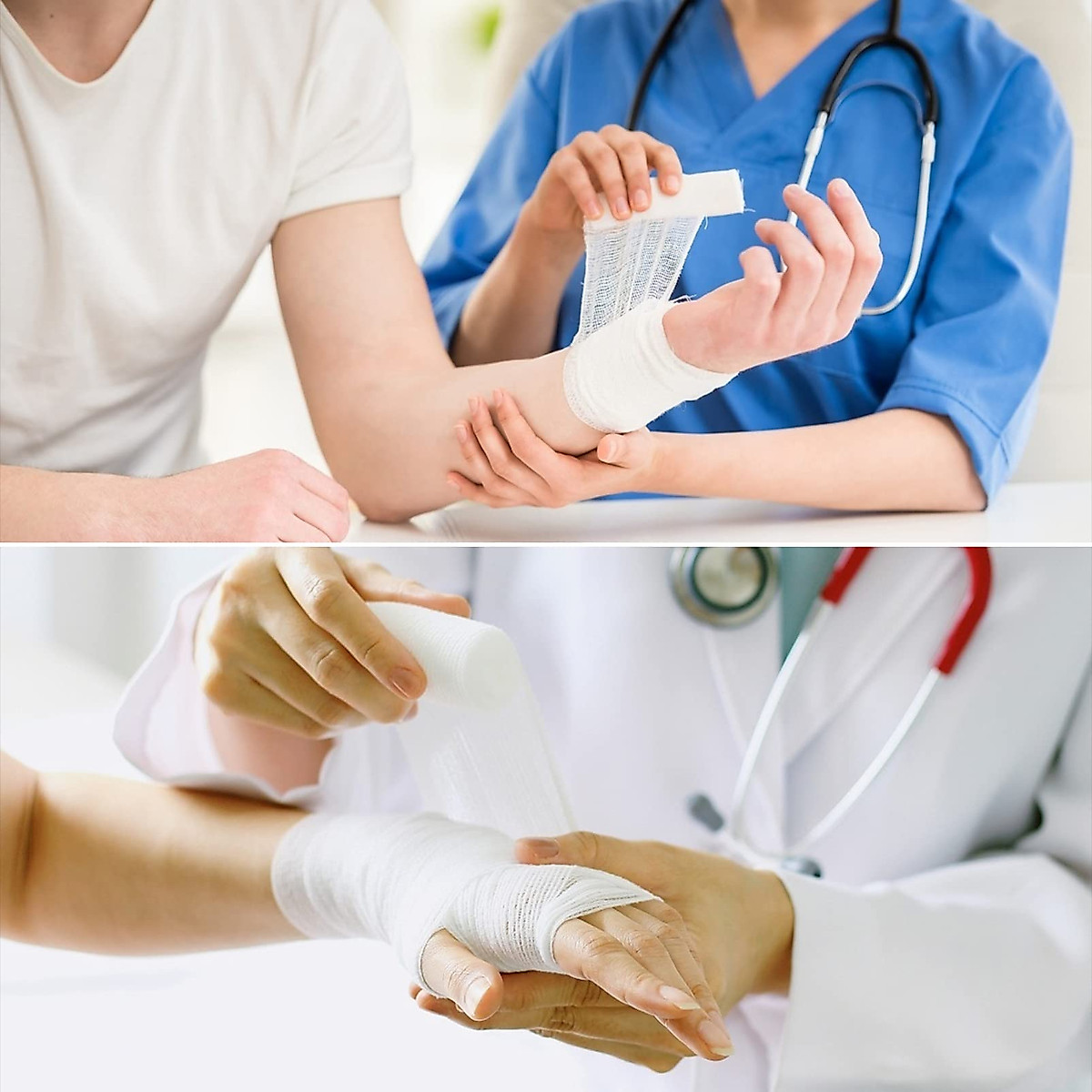 Baluue 4 Rolls Elastic Band Gauze Pads Non Woven Gauze Stretchy Gauze wrap self Adherent wrap cohesive Tape Gauze Adhesive Tape Medical Cloth roll Nylon Protection