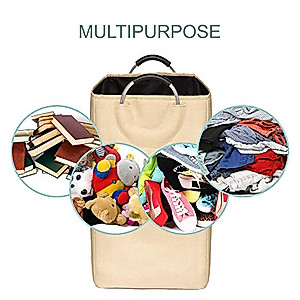 CAIVA Laundry Basket, Contemporary Style Collapsible Laundry Hamper, Perfect Clothes Hamper for Laundry and Storage (Beige)