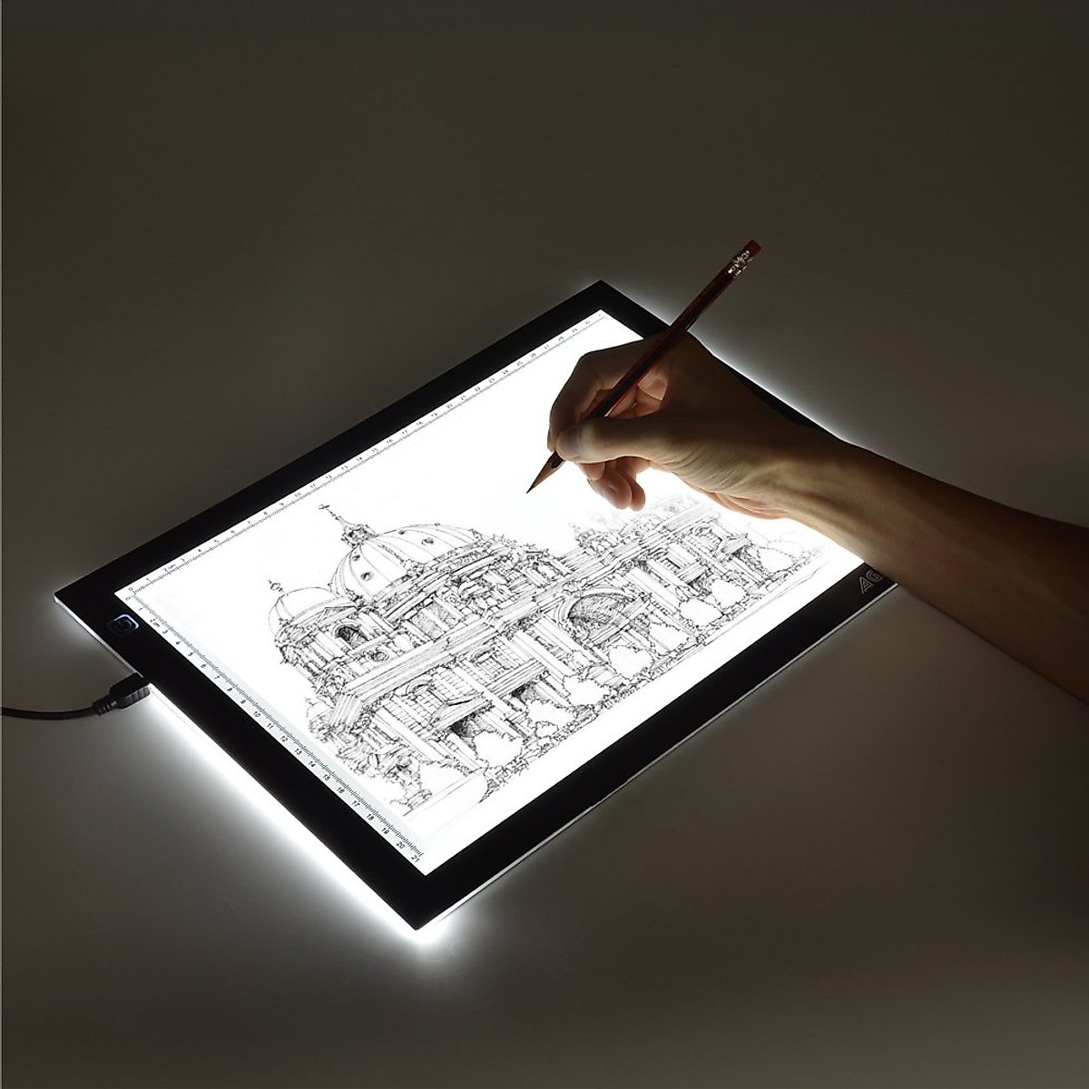AGPtek New A4 LED Artcraft Tracing Light Pad Extra Large Active Area Ultra-Thin Stepless Brightness Control Tatoo Pad Animation, Sketching, Designing, X-ray Viewing W/USB Adapter (PSE Approval)