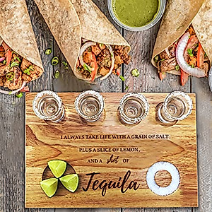 LOBUBT Shot Glasses Serving Tray Shot Glass Holder with Salt Rim Funny Shot Glasses Board Good Helper for Bar,Restaurant,Party,Family Gathering, Gifts for Men Gifts for Women