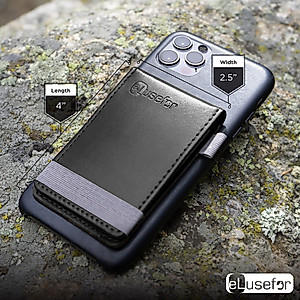 eLusefor Stick-On Phone Wallet & Card Holder for Back of iPhone or Android Case - Black
