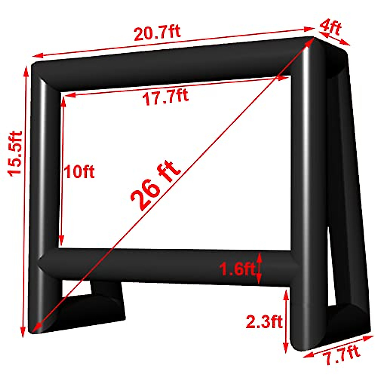 26 ft Inflatable Movie Screen Outdoor Incl Blower - Front and Rear Projection - Portable Blow Up Projector Screen for School, Churches, Grand Parties, Backyard Pool Fun