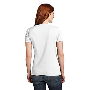 Hanes Womens 4.5 Oz., 100% Ringspun Cotton Nano-T V-Neck T-Shirt (S04V)- White,Large