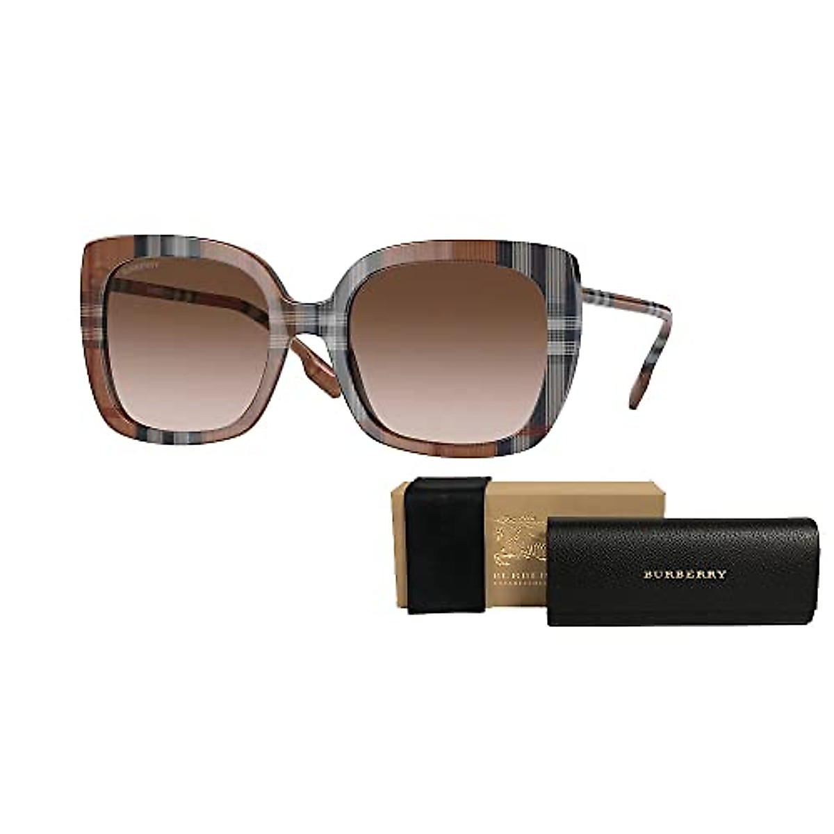 Caroll BE4323 400513 54MM Check Brown/Gradient Brown Square Sunglasses for Women + BUNDLE With Designer iWear Complimentary Eyewear Kit