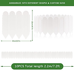 EEOCWF 10PCS White Garden Edging Borders, 8.66"X8.66" Plastic Garden Landscape Edging, 7.2ft Interlocking Decorative Garden Fences Edging, Lawn Edge Flower Bed Border for DIY Patio Walkways Yard