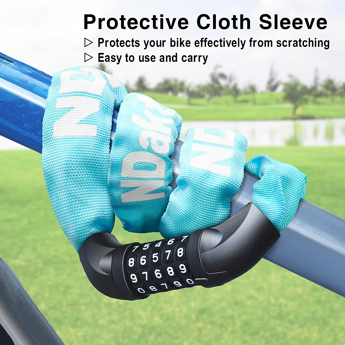 NDakter Bike Chain Lock, 5-Digit Combination Anti-Theft Bicycle Lock, 3.2/4.27 feet Long Security Resettable Bike Locks Heavy Duty for Bike, Bicycle, Scooter, Motorcycle, Door, Gate, Fence