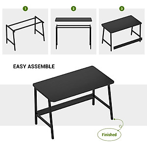 Topfurny Computer Desk, 39 Inch Small Computer Desk Study Table for Small Spaces, Modern Simple Writing Desk with Round Desk Corner Edge for Home Office, School, Bedroom, Workstation,Black