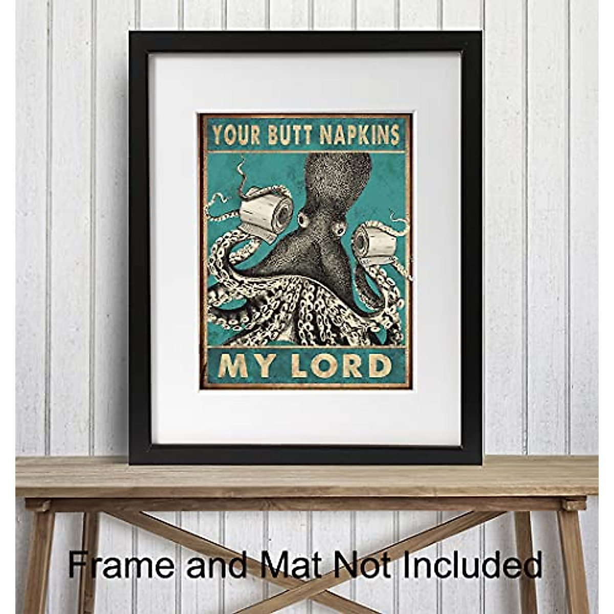 Octopus Nautical Bathroom Decor - Butt Napkins - Beach Bathroom Decor - Bath Wall Decor - Funny Bathroom Decor - Guest Bathroom Decorations - Toilet Paper Wall Art - Restroom Sign - Powder Room Decor