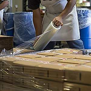 18" Stretch Film/Wrap 1500 feet 7 Layers 80 Gauge Industrial Strength up to 300% Stretch Clear Cling Durable Adhering Packing Moving Packaging Heavy Duty Shrink Film, Thick Plastic Packing Wrap– Clear 4 Pack