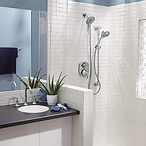 Moen Eco-Performance Chrome Handheld Showerhead with 69-Inch-Long Hose Featuring 30-Inch Wall-Mounted Slide Bar, Four-Function Hand Shower offers Personalized Spray, 3667EP