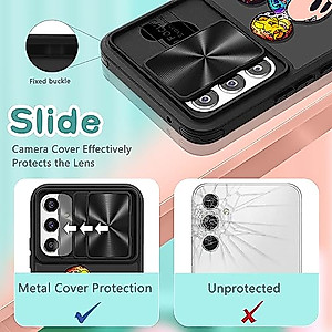 Joyleop (2in1 for Samsung A54 Phone Case Cartoon Cute for Girls Women Teen Kids Girly Phone Covers Fun Unique Pattern Design with Slide Camera Cover+Ring Holder for Samsung Galaxy A54 5G 6.4", Black