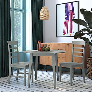 Novogratz Brooks 3-Piece Wood Dining Set with Double Drop Leaf, Gray