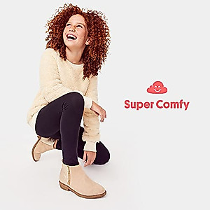 FabKids Girls Boots Glitter Ankle Short Booties Side Zipper Riding Boot Low Heels Dress Boot Shoes For Little Kid Size 13