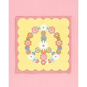 xo, Fetti Groovy Napkins - 3-ply, 24 pcs | Happy Pastel Birthday Party Decorations, 70s Baby Shower, Cool Peace Cake Napkins