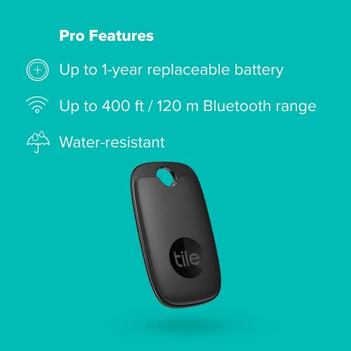 Tile Pro 1-Pack. Powerful Bluetooth Tracker, Keys Finder and Item Locator for Keys, Bags, and More; Up to 400 ft Range. Water-Resistant. Phone Finder. iOS and Android Compatible.