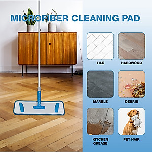 DIRT RUSHER 6 Packs Microfiber Cleaning Mop Pads, Reusable Washable Floor Cleaning Wet Pad Replacement for Hard Surface Laminate Wood, Fit for Bona Family of Mops,ATDSS76001B