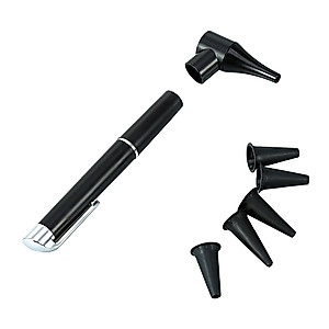 ZJchao Clip Otoscope, LED Penlight Otoscope Adult Child Professional Home Ear Care Magnifying Lens Flashlight Light Pen with 5 Sized Speculas Head