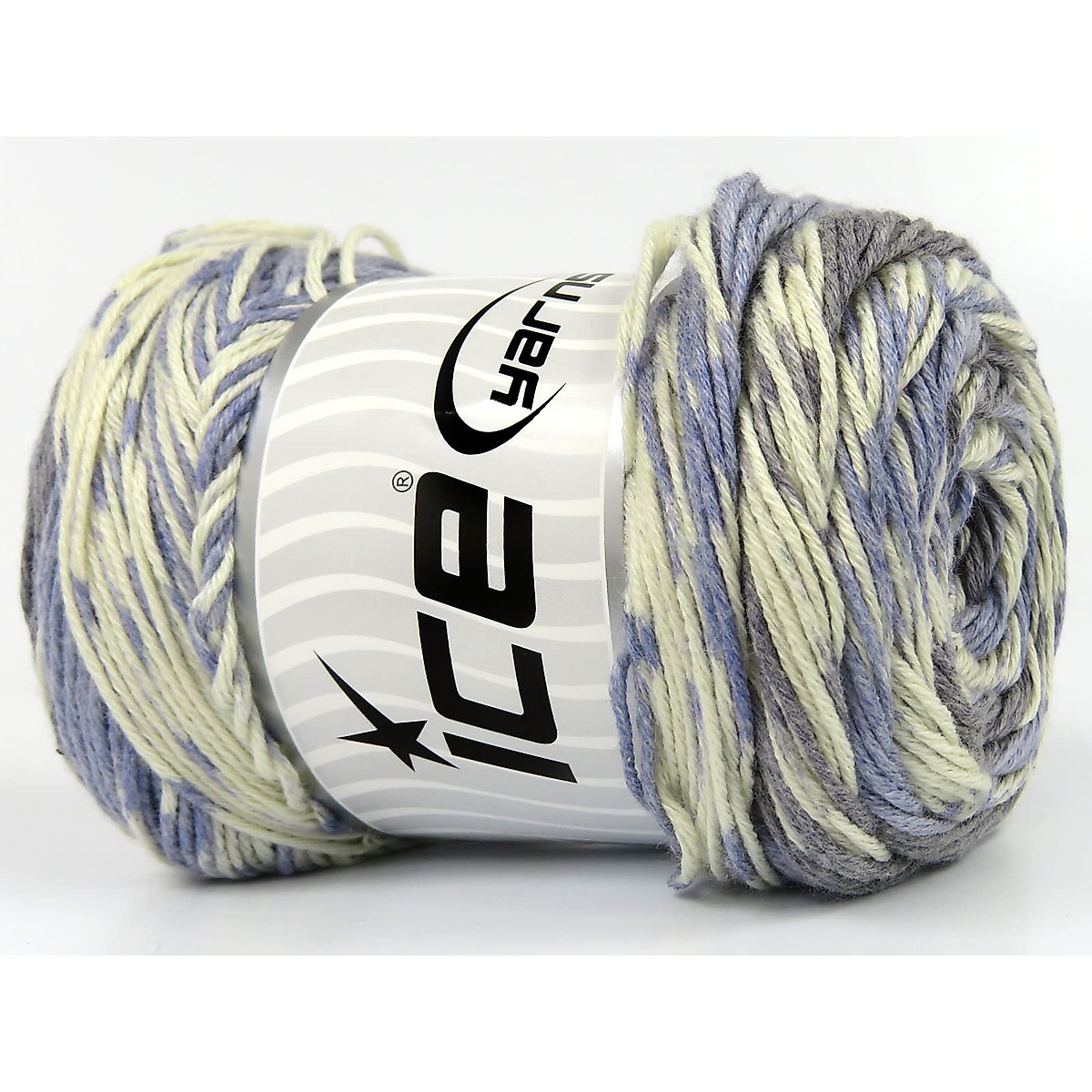 Lot of 4 x 100gr Skeins Ice Yarns Jacquard Cotton (60% Cotton) Yarn Cream Grey Blue