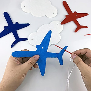 SaktopDeco 2 Pack Airplane Cloud Garland Plane Banner Airplane Party Supplies Plane Aviation Themed Birthday Party Decorations Supplies