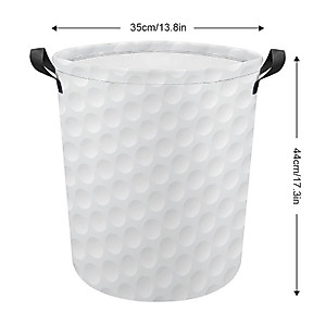 TsyTma Golf Ball Texture Printed Laundry Basket Collapsible Laundry Hamper with Handles Small Round Toy Bin for Dirty Clothes Hamper Bedroom Bathroom