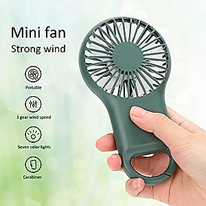 SALUTUY Personal Fan, Handheld Fan 3 Speed Adjustable Summer Gift Rechargeable Compact Size for for Office Home Outdoor and Travel(ArmyGreen)