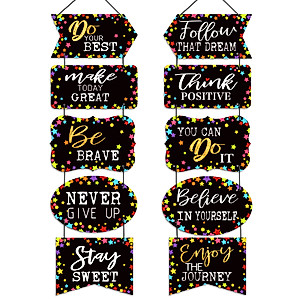 PETCEE Classroom Decoration Banner Confetti Motivational Porch Sign Back to School Positive Sayings Accents Cutouts for Student Teacher School Classroom Bulletin Board Office Home Nursery Decor