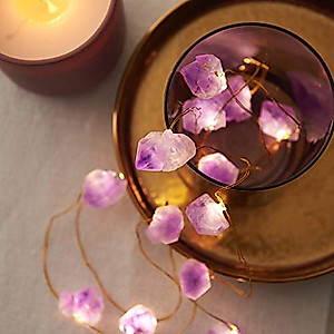 Nature Amethyst Crystal String Lights for Bedroom 6.5FT 20LEDs USB/Battery Operated Grape Crystal Light Pure Purple Fairy Lights Plug in for Natural Life Cute String Lights for Office