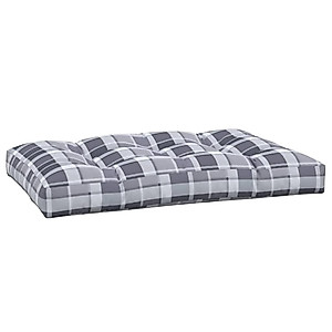vidaXL Outdoor Pallet Cushion - UV and Water-Resistant Fabric, Gray Check Pattern, Polyester, Comfortable Hollow Fiber Filling, Versatile for Indoor/Outdoor Furniture - 47.2" x 31.5" x 4.7"