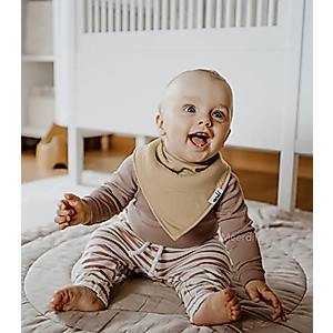 Meerdif 100% Organic Cotton Neutral Solid 10-Pack Baby Drool Bandana Bibs for Boys and Girls, Unisex Plain Colors for Teething and Drooling.