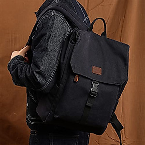 XINCADA Canvas Laptop Backpack Travel Backpack Rucksack for Men Women School College Bookbag Fits 15.6" Laptop Vintage Backpacks Daypack for Traveling Work School, Blue black