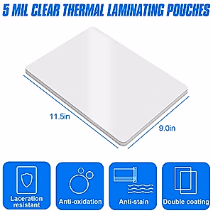 HERKKA 100 Pack Laminating Sheets, Holds 8.5 x 11 Inch Sheets, 5Mil Clear Thermal Laminating Pouches 9 x 11.5 Inch Lamination Sheet Paper for Laminator, Round Corner Letter Size