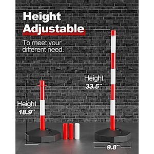 RoadHero [2 Pack] Traffic Delineator Post Cones with Fillable Base, Expandable Traffic Safety Barrier with 8FT Plastic Chain, Traffic Safety Delineator Cones for Parking Lot [Red/White]