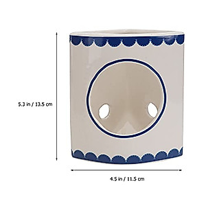 STOBOK Rabbit Hay Feeder Ceramic Bunny Feeder Rack Guinea Pig Hay Storage Stand Cage Grass Holder Manger Chinchilla Food Bowl for Small Animal Pet Supplies Blue