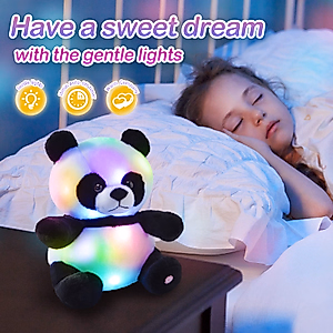 WEWILL Light up Panda Stuffed Animal LED Panda Bear Soft Plush Toys Glow in Dark Bedtime Companion with Night Lights Birthday Valentines Christmas for Toddler Kids, 12''