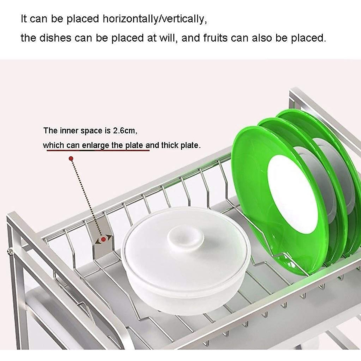 Plate Rack Draining Dish Rack Dish Drying Rack 304 Stainless Steel 3 Tier Dish Rack With Drain Board, Utensil Holder, Cutting Board Pan Plate Holder