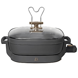5-in-1 Electric Expandable Skillet, Oyster Grey by Drew Barrymore, Up to 7 QT