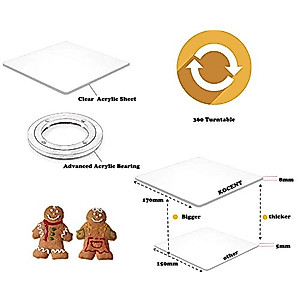 Cookie Turntable， 7" Clear Cookie Decorating Turntable with Clear Top, Acrylic Bearing Base and Non-Slip Mat Cookie Turntable, Helps Icing Cookies Faster & Better (Suqare)