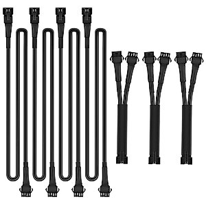 Nilight Extension Cable for Motorcycle LED Strip Lights 4PCS 2 Feet Extension Cords 3PCS 2 Way Y Splitter 4PIN extension cord for Underglow Neon Accent Light Strips Rock Lights