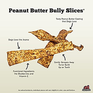 Redbarn Bully Slices for Dogs | Highly Palatable, Long-Lasting Natural Dental Treats with Functional Ingredients, 9 oz. (Pack of 3) - Peanut Butter