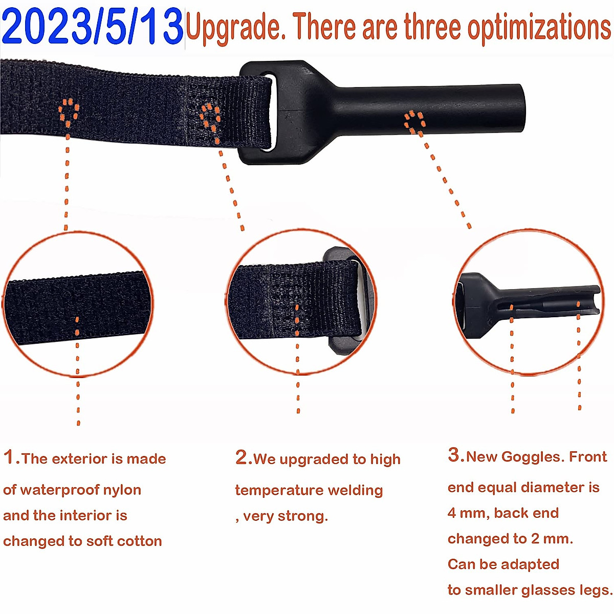 KSACLE Adjustable Glasses Strap - Upgrade 4 Pack No Tail Eyeglass Straps, Universal Fit Rope Eyewear Retainer, Sport Unisex Sunglass Retainer Holder Strap (Black,13 inch)