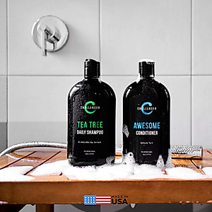Challenger Tea Tree Shampoo & Peppermint Conditioner Combo | Men's Shower Product | For Itchy & Dry Scalp | Removes Dirt & Oils | Argan Oil, Biotin | Artificial Color Free | 2x 16oz