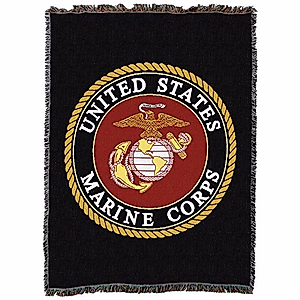 Pure Country Weavers US Marine Corps - Emblem Blanket - Gift Military Tapestry Throw Woven from Cotton - Made in The USA (72x54)