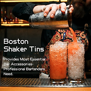Stainless Steel Cocktail Shaker - 2 Piece 18oz & 28oz Boston Cocktail Shaker Bar Shaker Set Martini Shaker Set Bartender Shakers for Bartending - Silver 6 Pack