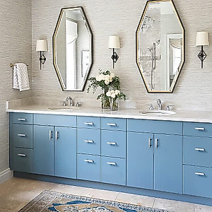 NIZADO 5 Pack Stainless Steel Cabinet Handles,2 1/2 Inch Satin Nickel Finish Drawer Pulls,Handles for Cabinets and Drawers,Square T Bar Cabinet Pulls, 4 Inch Overall Length