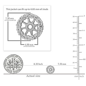 Dazzlingrock Collection 0.25 Carat (ctw) Round White Diamond Removable Jackets for Women's Stud Earrings in 14K White Gold