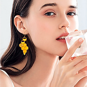 ZKBKJSPZJB Bumble Bee Earrings-Honeycomb Earrings For Women -Honey Jar Earrings Asymmetrical Earrings Bee Costume Women…